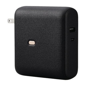 ELECOM DE-AC07-10000BK モバイルバッテリー コンセント一体型 10000mAh 大容量 PD 20W 急速充電 (USB Type-C ×1 USB-A ×1) 2台同時 ...