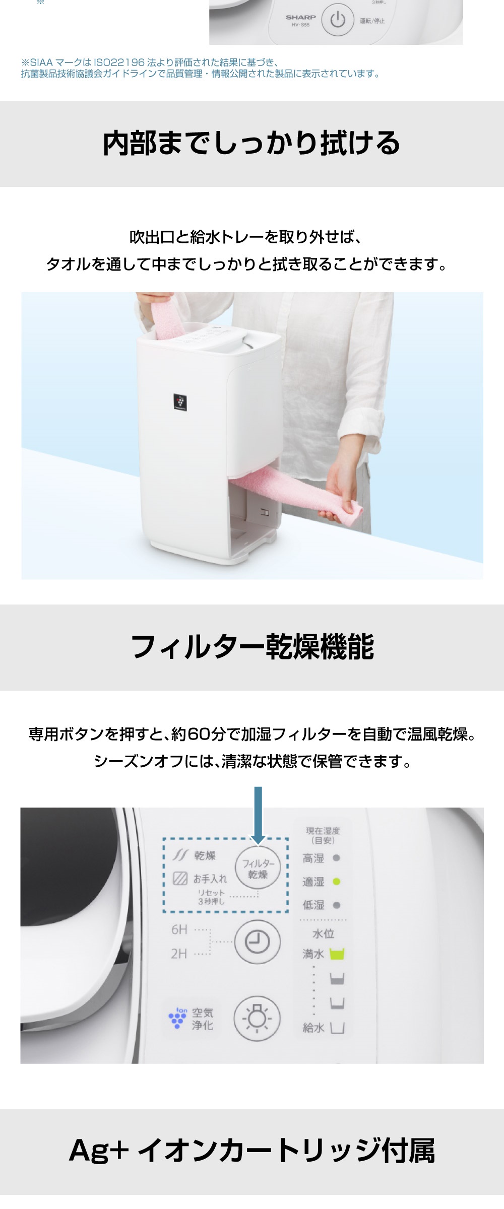 SHARP HV-S55-W プレミアムホワイト プラズマクラスター7000 [ハイブリッド式加湿器(木造9畳まで/プレハブ洋室15畳まで)] | 激安の新品・型落ち・アウトレット 家電 通販 ...